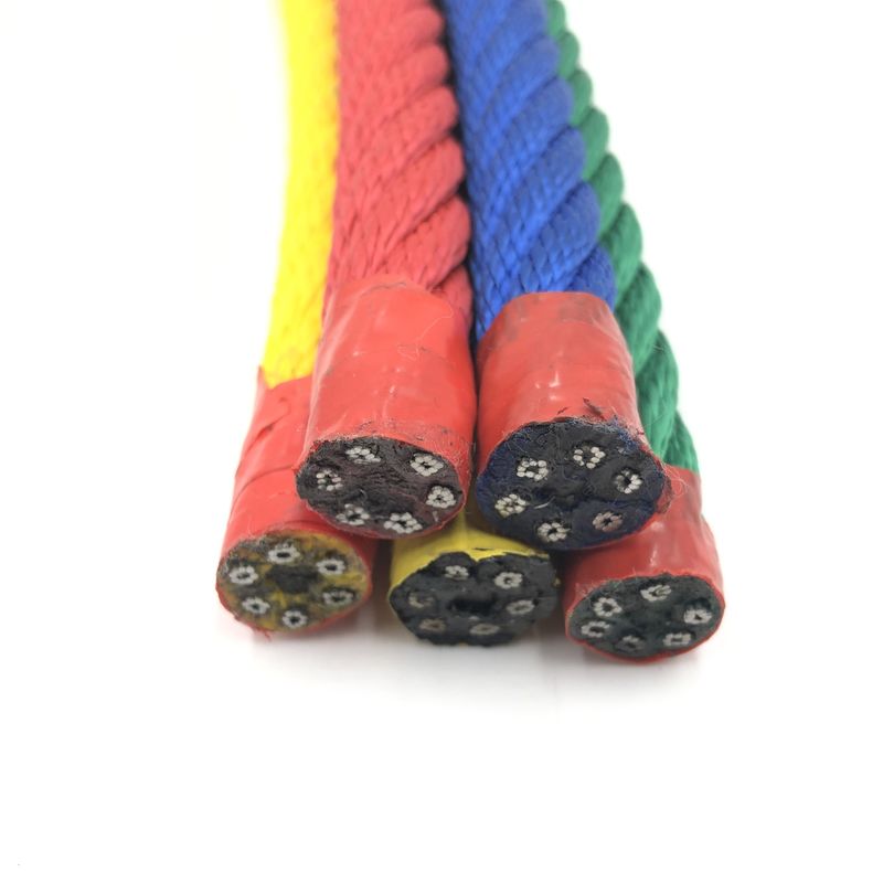 Red Playground Combination Rope Wear Resist 16mm Nylon With Steel Core