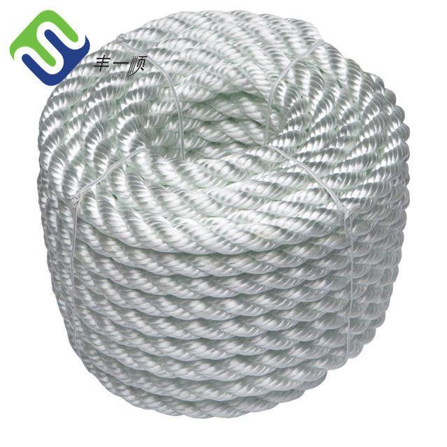 High Breaking Load 100% Polyamide Fiber 3 Strand Twisted Nylon Rope For Marine Using